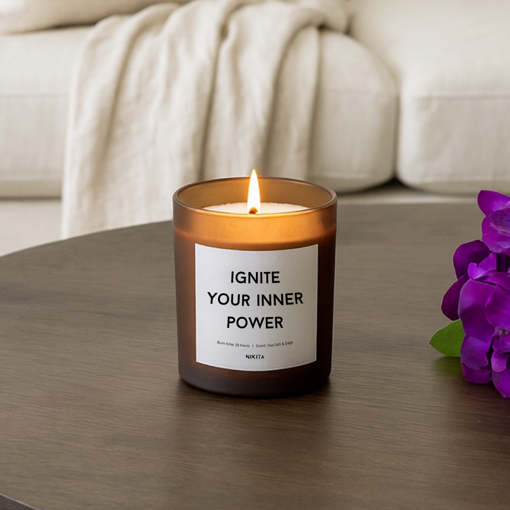 Amber Frosted Glass Empowering Candle | NIKITA Home Décor