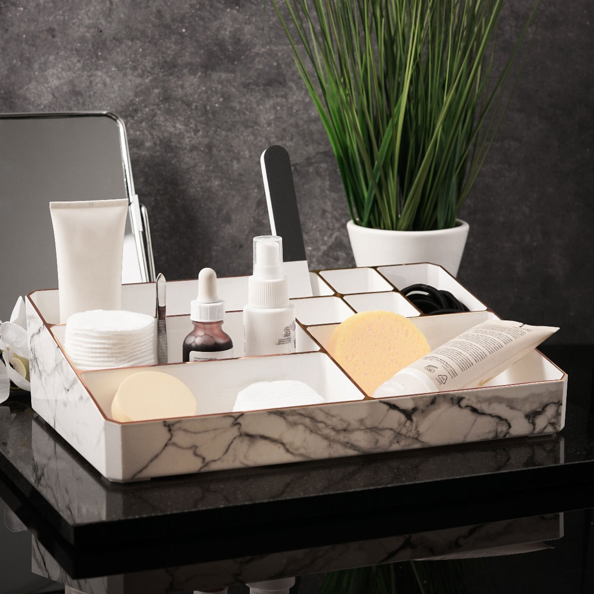 Marble Makeup Organiser Storage Tray | NIKITA Home Décor